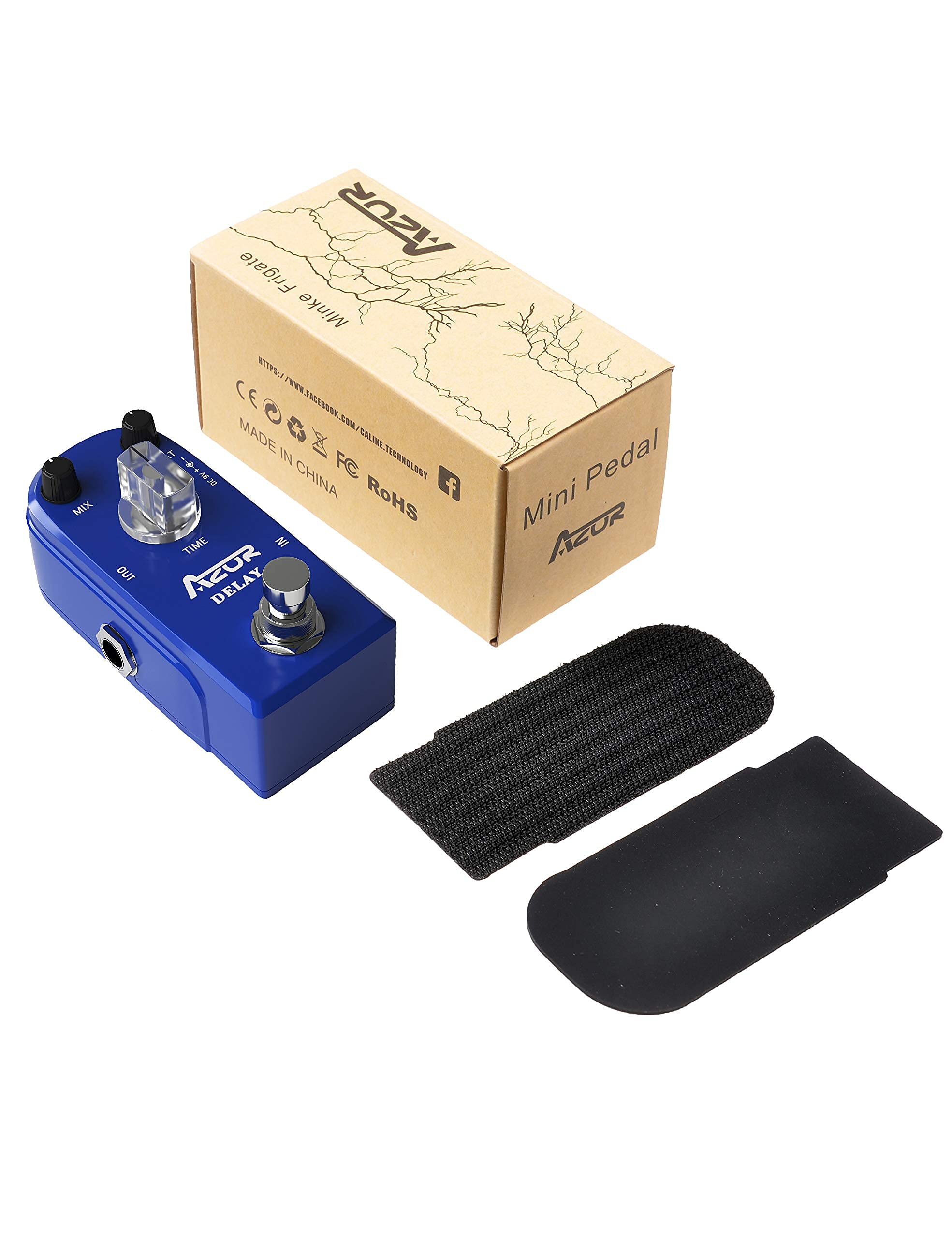 AZOR Vintage Analog Delay Guitar Effect Pedal with Guitar Effect Pedal Cables 3 Pack (Gold)