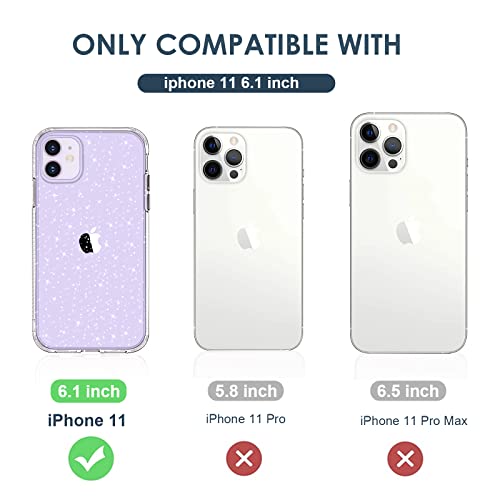 Hython Case for iPhone 11 Case Glitter, Cute Sparkly Clear Glitter Shiny Bling Sparkle Cover, Anti-Scratch Soft TPU Thin Slim Fit Shockproof Protective Phone Cases for Women Girls Girly, Clear Glitter