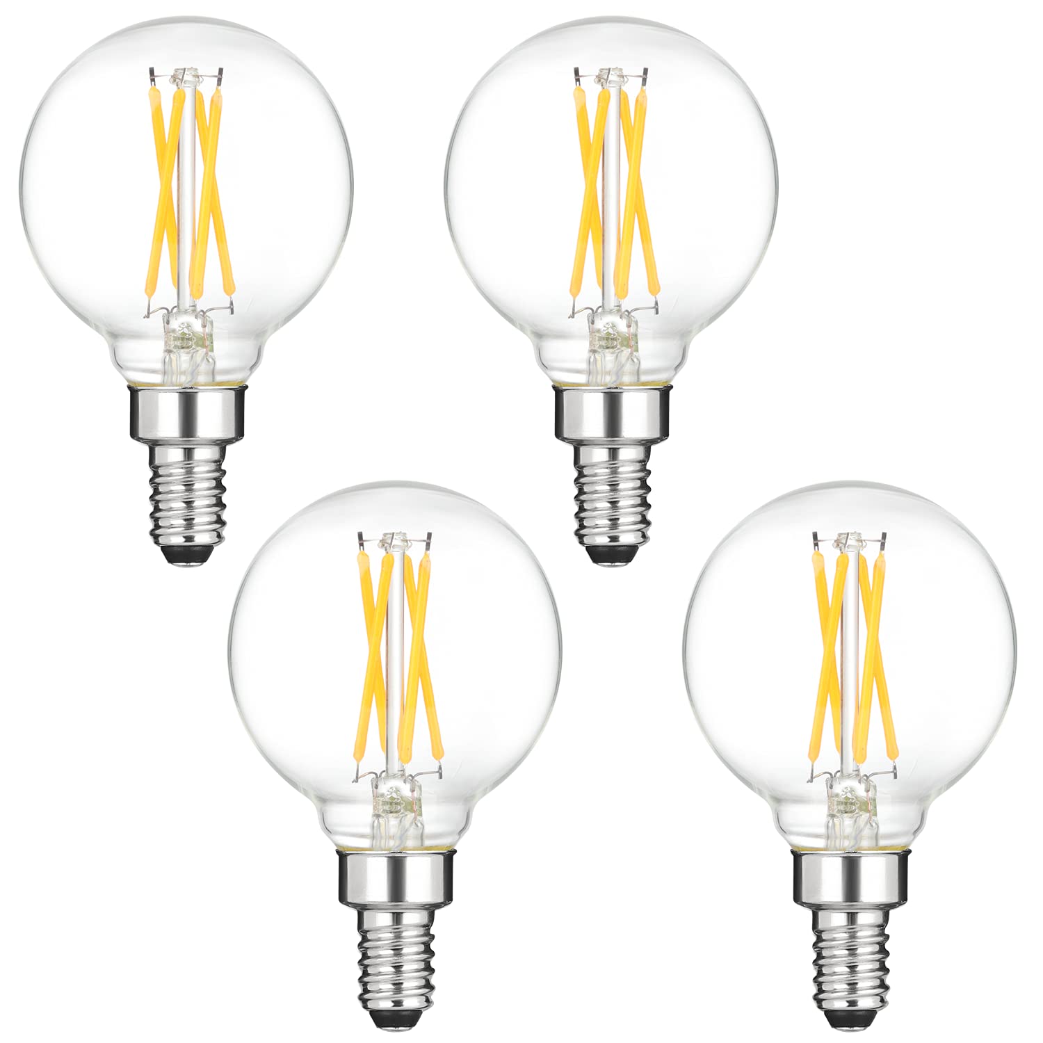 ASOKO G50 E12 LED Light Bulbs Dimmable 4W, 40W Watt Equivalent, Warm White 2700K, Small Vintage Edison Globe Bulb for Ceiling Fan Pendant Lights Chandelier Fixture, 4 Pack