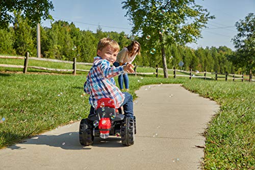 Huffy Kids Electric 12V Ride On Mini Mower Bubble Tractor, Red