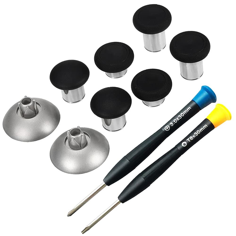 MMOBIEL 8 in 1 Magnetic Metal Thumbsticks Analog Joysticks Maximum Grip Compatible with PS4, PS4 Slim, PS4 Pro Dualshock, Xbox One, Xbox One Elite, Xbox One S Black Incl. (+) and T8 Torx Screwdriver