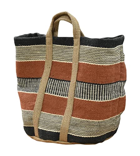 Instylecraft Large Jute Basket with Handles - Baskets for Blankets, Storage Bins for Shoes, Laundry, and More - Decorative Baskets for Bedroom Living Room Home Decor and Toy Baskets for Kids Rooms