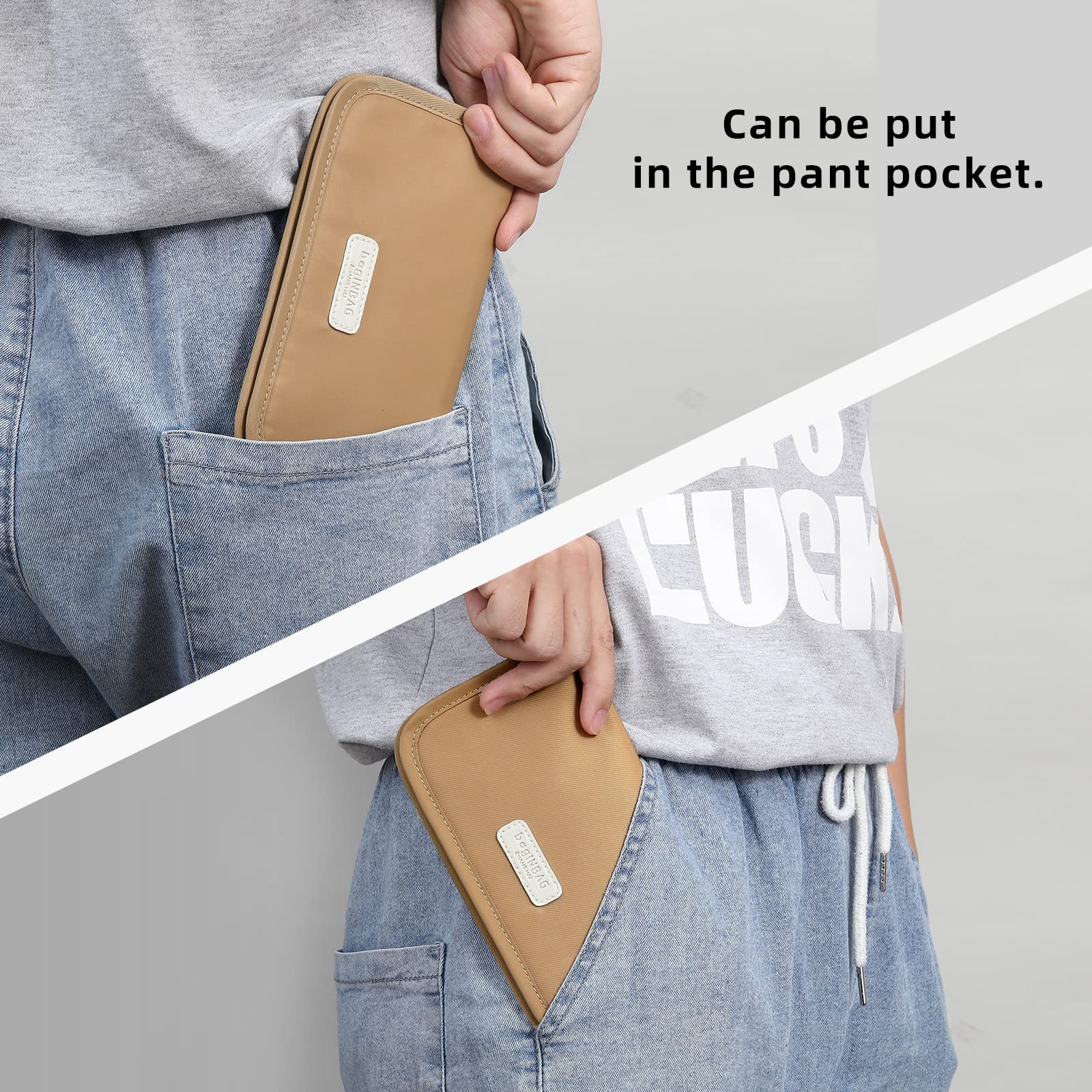 bagINBAG QIANPA Card Holder Wallet for Men & Women，Slim Wallet with Zipper Pocket，Minimalist Wallet RFID with Nylon Fabric