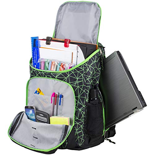 FUEL Top Load Multipurpose Backpack, Extra Large Main Compartment w/Easy Access, Padded Back w/Adjustable Comfort Straps, Front Molle Loops - Black/Lime