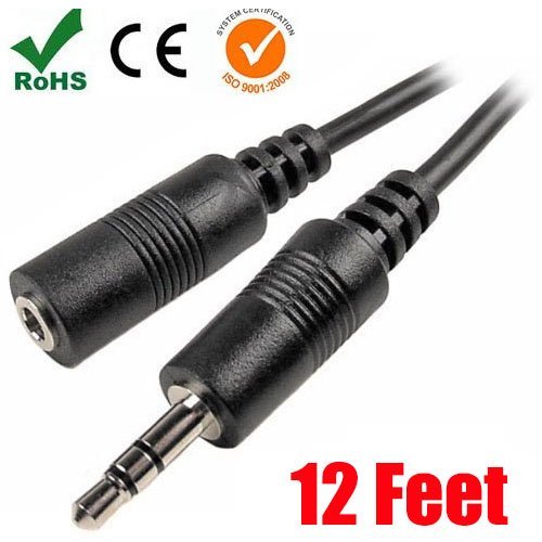 iMBAPrice® 12 Feet Professional Quality Nickel Plated 3.5 mm Male/Female Stereo Audio Extension Cable