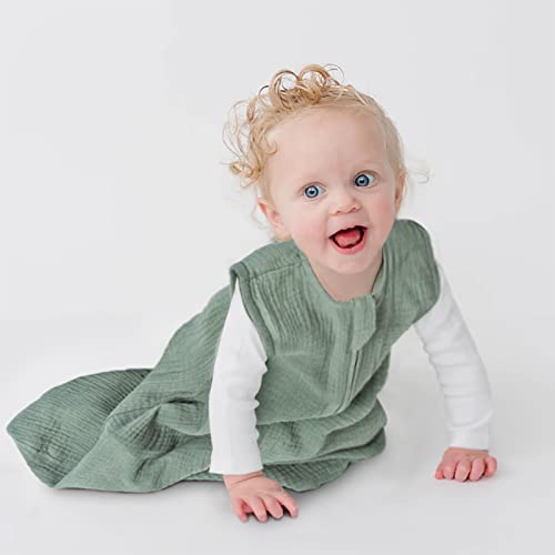 PRIMLECT Sleep Sack, 100% Cotton Muslin Baby Wearable Blanket, Double Zipper Toddler Sleeping Sack, TOG 0.5, 6-12 Months for Babies