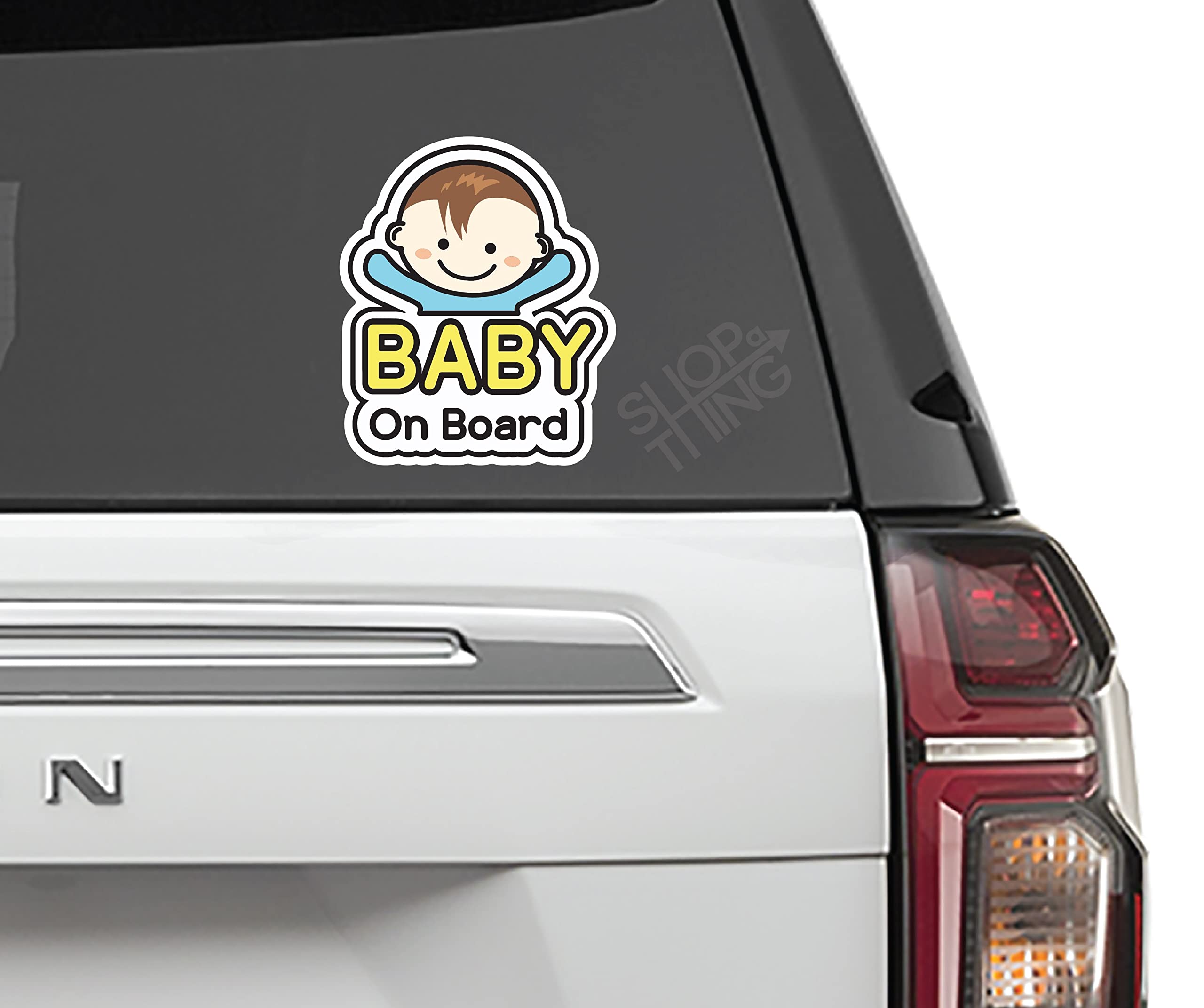 Shop A Thing Baby on Board Sticker - Decal Stickers for Car - Cute Baby Boy On Board Sticker (7x5Inches) ST -010