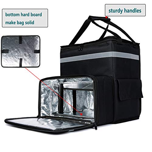 Insulated Pizza Delivery Bag, Food Delivery Backpack, Thermal Backpack for Food Transport,Leak-Proof Soft Sided Cooler Grocery Backpack for Take Out (Black)