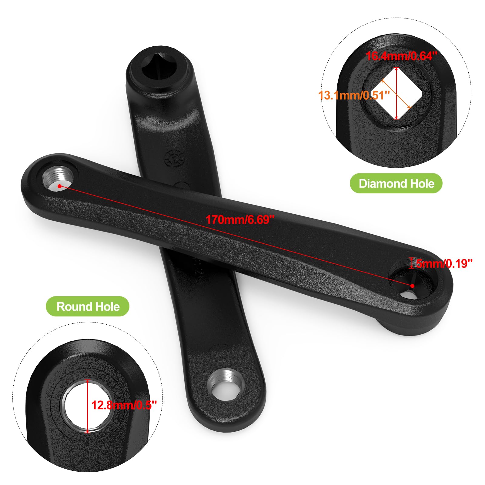 BAFANG Crank Arm 170mm Electric Bicycle Diamond Hole Crank Mid Motor Cranks Essential Parts Mid Motor Accessory BBS01 BBS02 BBSHD Electric Bikes Part E Bike Crank Leg