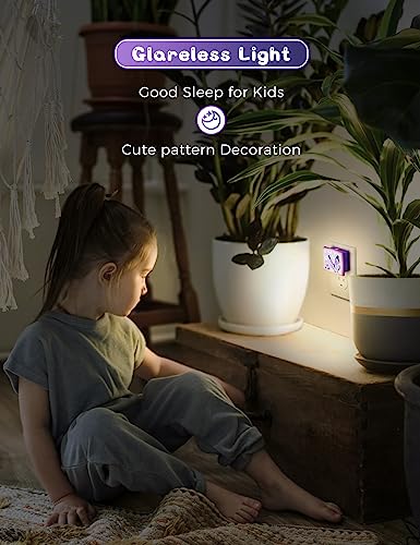 LOHAS Butterfly Night Light for Kids [2-Pack], Girls LED Wall Decor, Plug into Wall Lights, Dusk-to-Dawn Sensor, Cute Nursery Plug in Nightlight, for Kids Room, Bathroom, Bedroom Décor, Children Gift