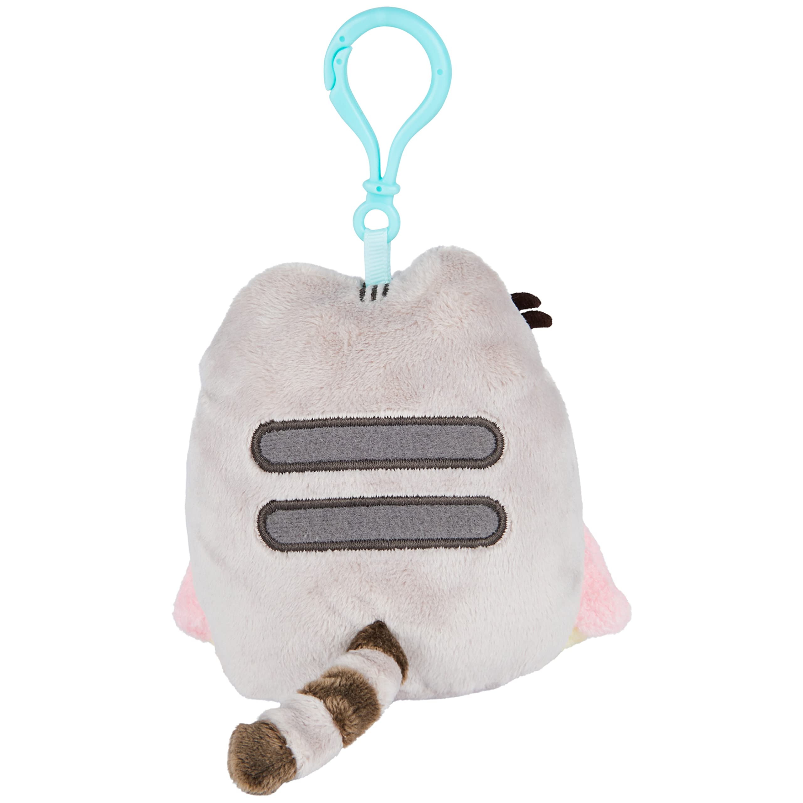 GUND Pusheen Rainbow Plush Backpack Clip, Stuffed Animal for Ages 8 and Up, Gray/Rainbow, 5β