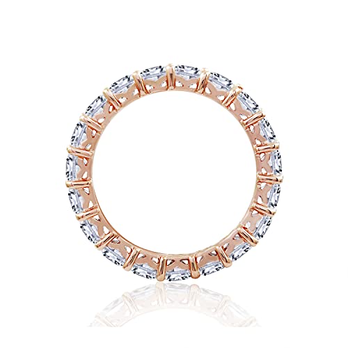 Amazon Essentials Rose Gold-Plated Sterling Silver Infinite Elements Cubic Zirconia Princess Eternity Band Ring, Size 7, (previously Amazon Collection)