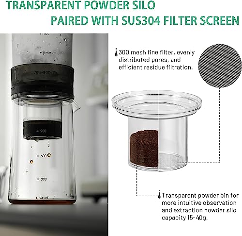 MHW-3BOMBER Cold Drip Coffee Maker Iced Brew Dripper Coffee Maker With Adjustable Water Flow Dutch Coffee,Borosilicate Glass 600ML 2-4Cup ID5900