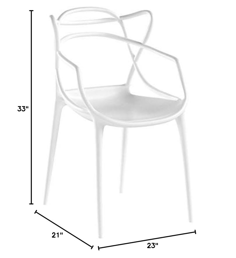 Modway Entangled Modern Molded Plastic Four Dining Armchairs in White