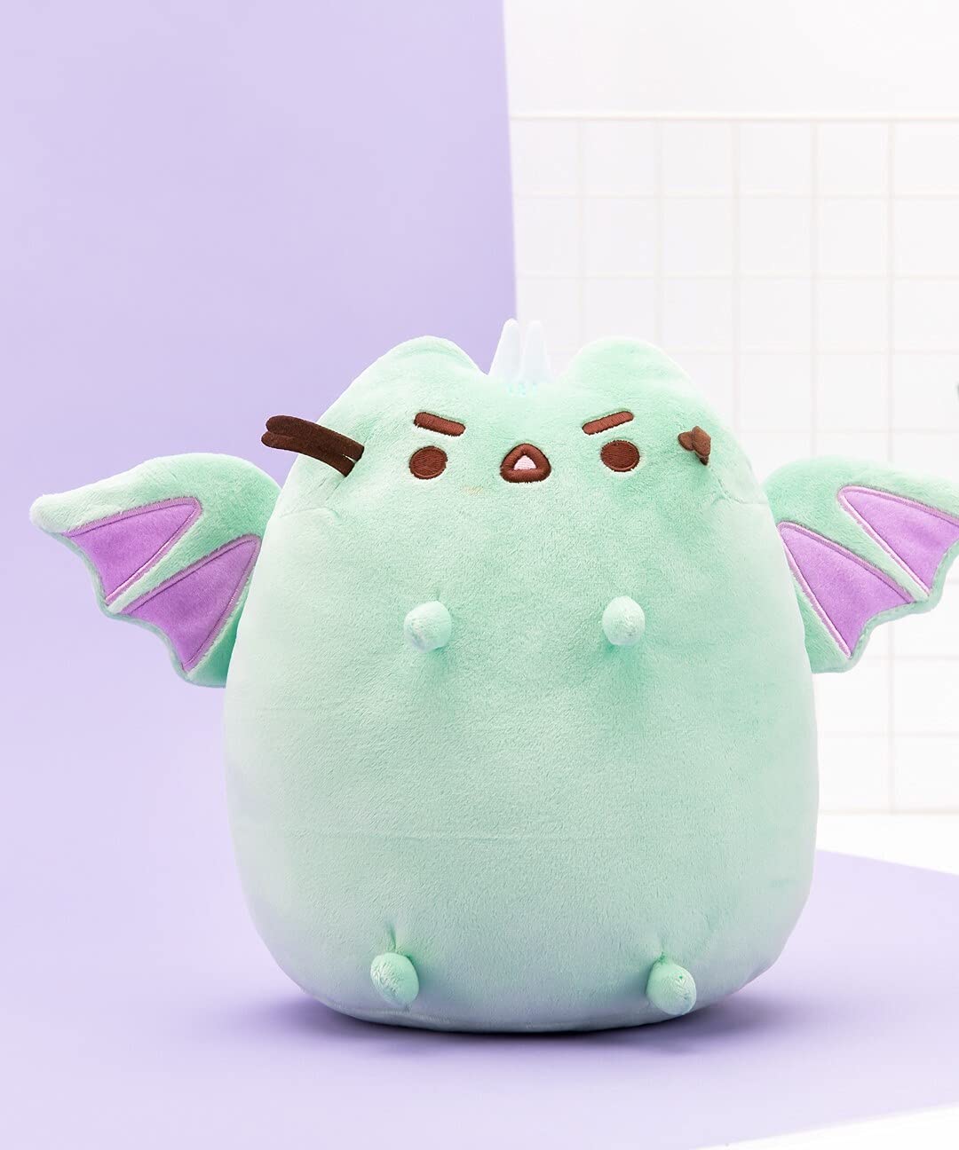GUND Pusheen The Cat Grumpy Dragonsheen Plush, Dragon Stuffed Animal for Ages 8 and Up, Green/Purple, 9”
