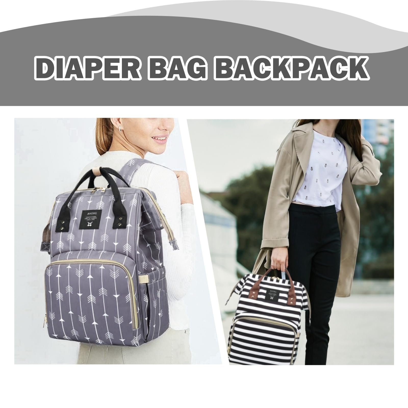 Armbq Flamingo Multi-Function Diaper Bag for Baby Care Travel Backpack Wide Open Nappy Bags Handbags Large Capacity Blue