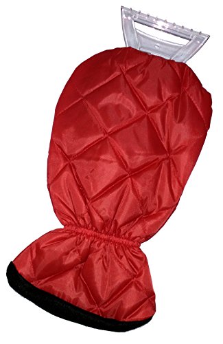 Ideas In Life Ice Scraper Mitten Car Windshield Auto Snow Remover Insulated Glove - Keep Hands Warm While Scraping Hard Winter Ice (Red)