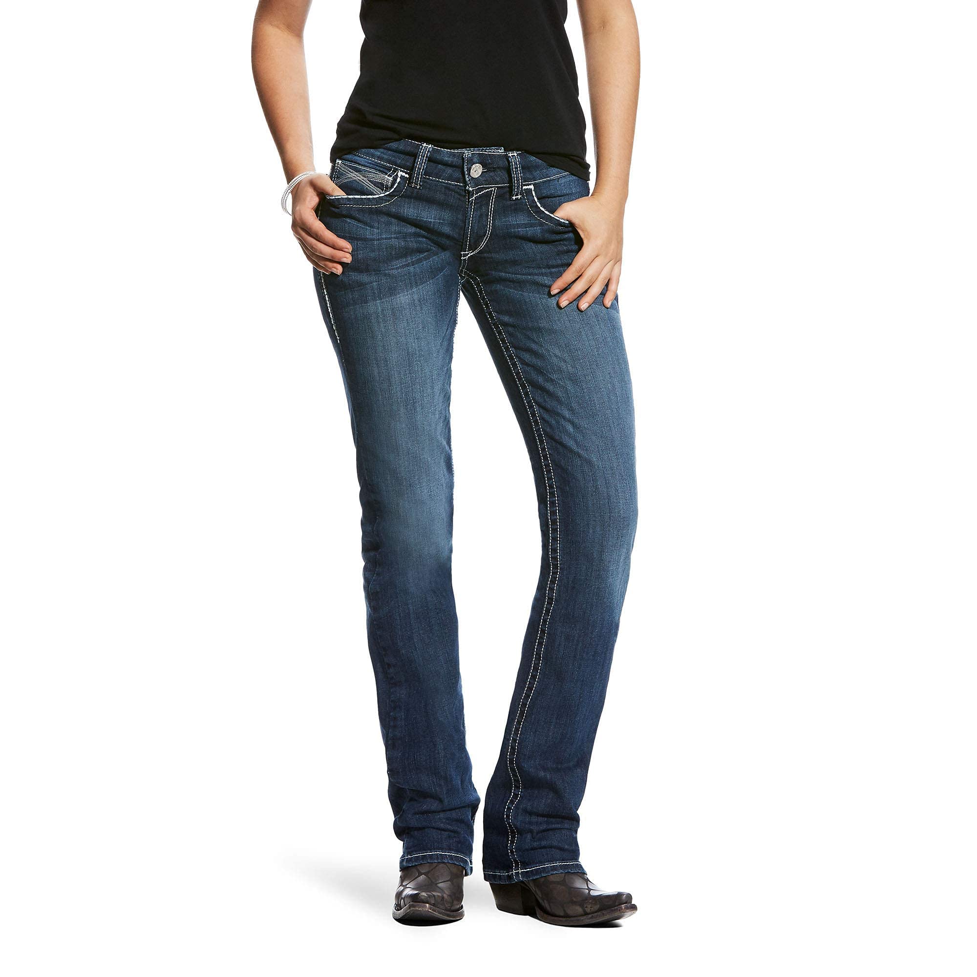Ariat Female R.E.A.L. Mid Rise Stretch Ivy Stackable Straight Leg Jean Dresden 31