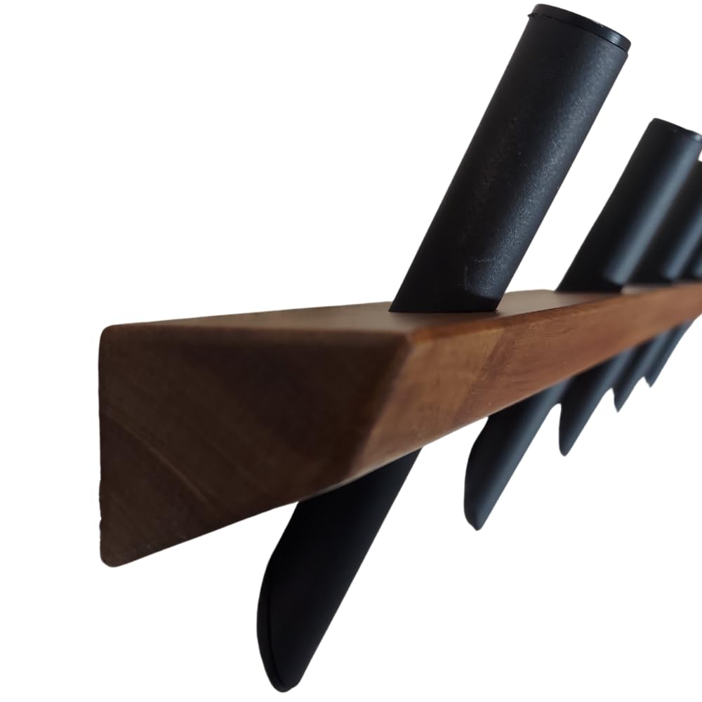 Generic Modern Wall Coat Rack 5 Hooks, 21 Inch, Wood Finish Black Matte Pegs, Brown, gen26268