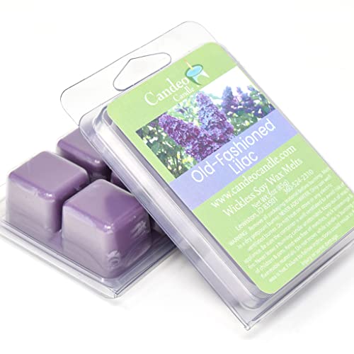 Old-Fashioned Lilac - Scented Wax Melts for Wax Warmers - Made with Soy Wax - Handmade in The USA - 2 Pack Set of 6 Melt Cubes - Candeo Candle