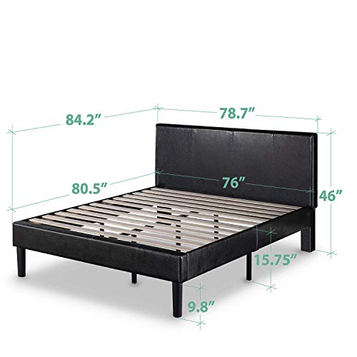 Zinus Gerard Faux Leather Upholstered Platform Bed Frame / Mattress Foundation / Wood Slat Support / No Box Spring Needed / Easy Assembly, King