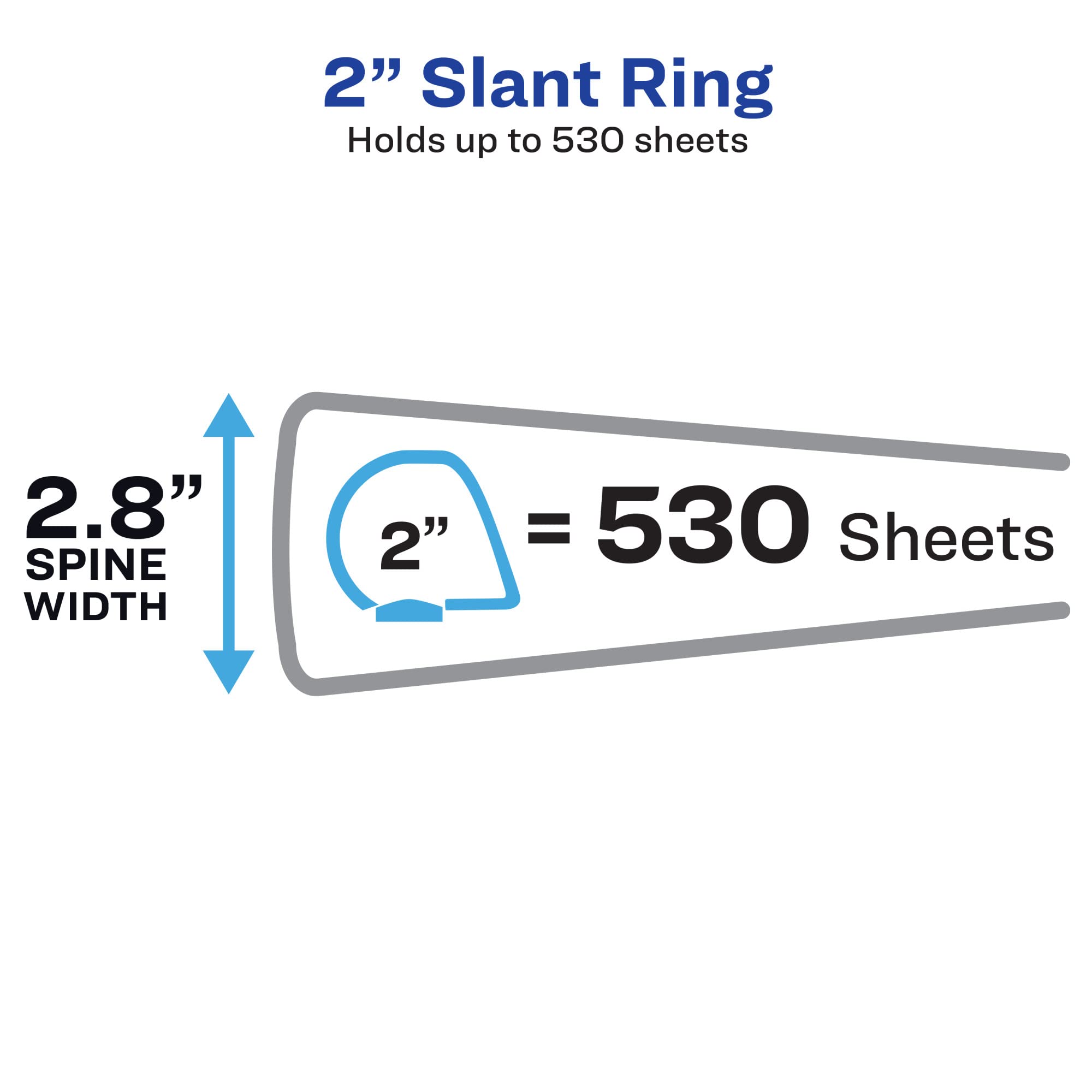Avery Heavy-Duty View 3 Ring Binder, 2" One Touch Slant Rings, 2.8 Inch Wide Spine, Customizable Clear Cover, Ideal for School, Office, and Home Organization, 1 Light Blue Binder (05501)