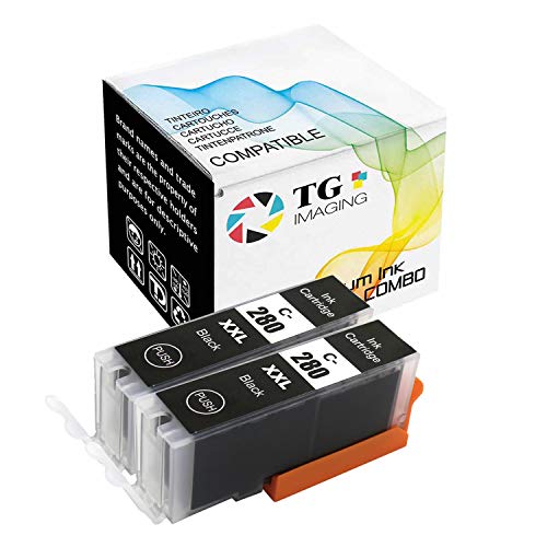 TG Imaging (2 Pack) Compatible PGI280XL Ink Cartridge Replacement for PGI280 XL BK Work for PIXMA TS6120 TR7520 TS8120 TR8520 TS9120 Ink Printer (2xBlack)