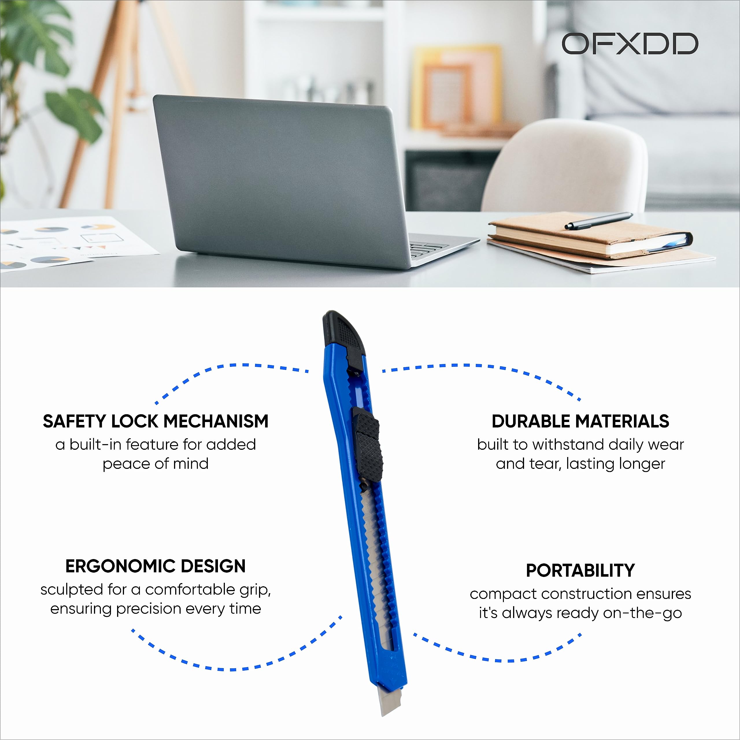 Box Cutter, 6 Pcs - Utility Knife for Cutting and Crafting - Versatile Box Cutter for Cartons, Cardboard and Boxes - Plastic Box Knife Retractable