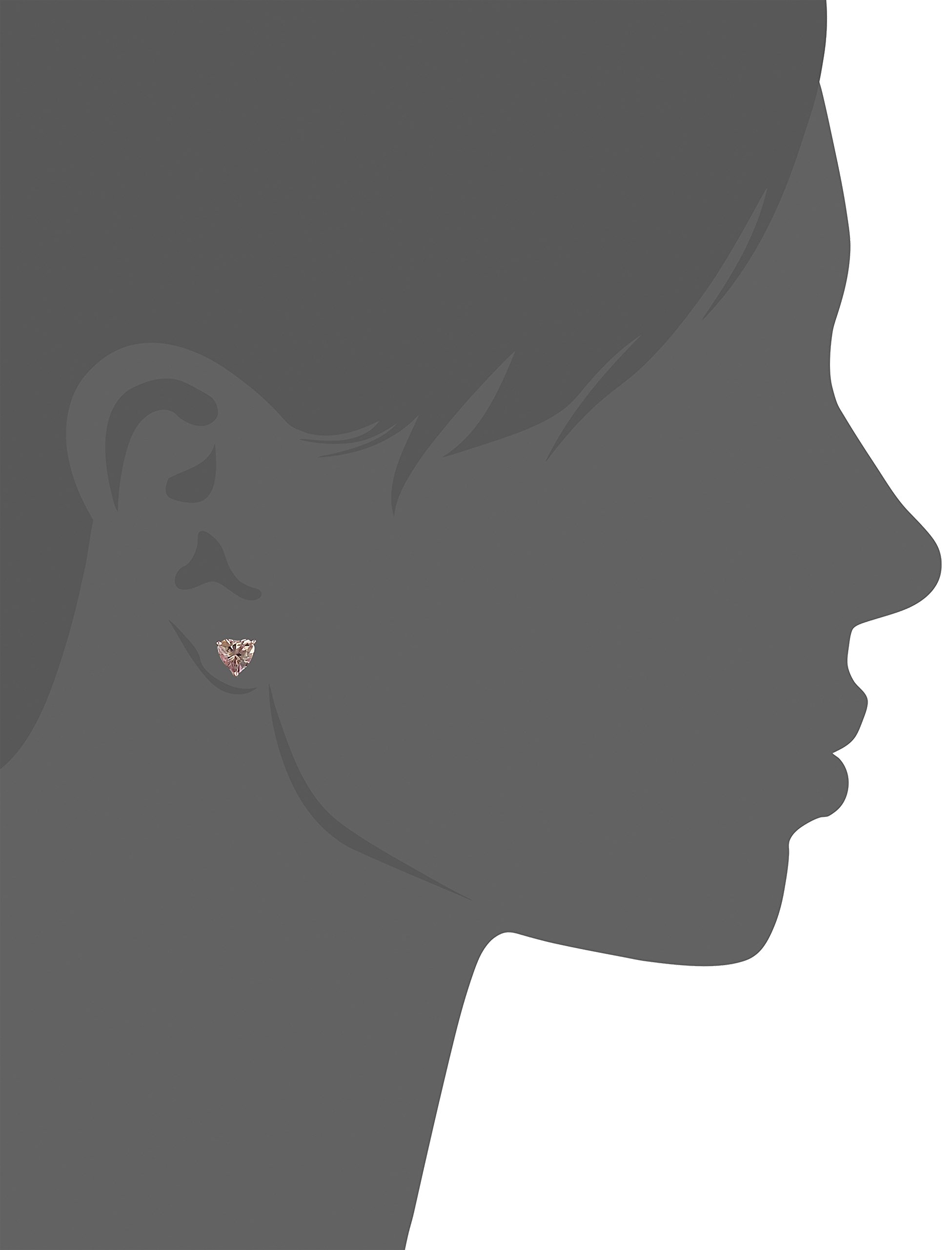 Amazon Essentials Womens Rose Gold Plated Sterling Silver Infinite Elements Cubic Zirconia Heart Misty Rose Topaz Stud Earrings (2cttw), One Size, (previously Amazon Collection)