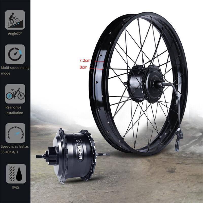 BAFAGN 48V 750W Ebike Conversion Kit for 26"Snow Fat-Tire Bike,Rear Wheel Brushless Hub Motor Fat Tire Electric Bicycle Conversion Kit with LCD Display(No Battery)