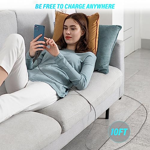 iPhone Charger [Apple MFi Certified] 3Pack 10FT Lightning Cable Fast Charging Cord Nylon Braided Compatible with iPhone 14 13 12 11 X Xs 8 7 6 6s Pro Pro Max Plus Mini and More - (Black)