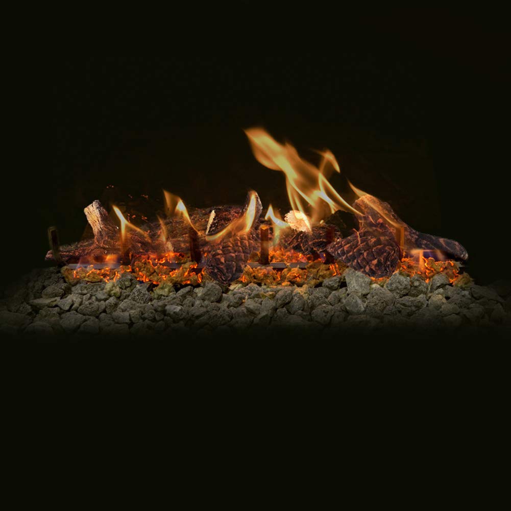 Gas Fireplace Logs Set of 9, Fireplace Logs Ceramic Wood Decoration for Gas Ethanol Firewood Log Set Hand Crafted Pine Cone Wood Use in Indoor, Outdoor