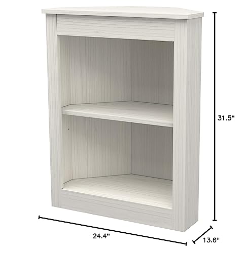 Inval 31.5" 2-Shelf Corner Bookcase, Washed Oak