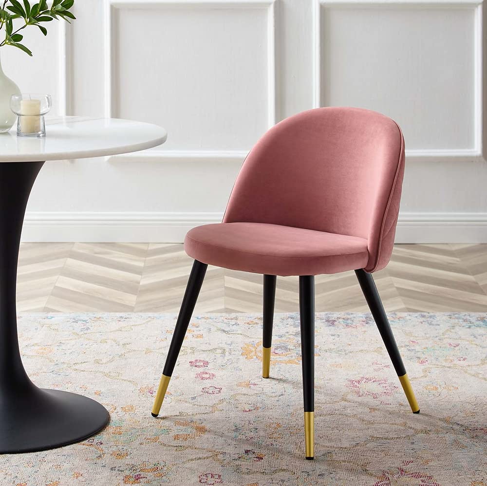 Modway Cordial Performance Velvet Accent Set of 2, Dining Chair, Dusty Rose
