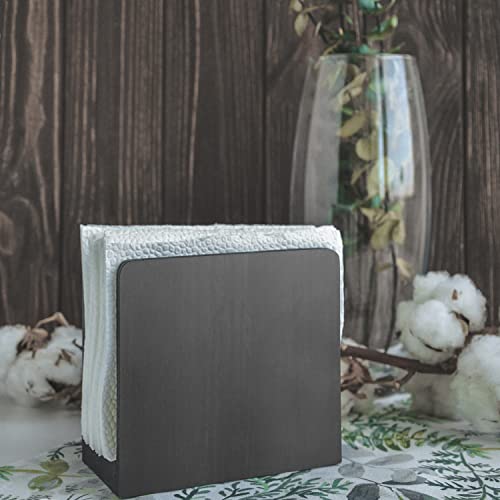 Napkin Holder For Table - Wooden Farmhouse Napkin Holders, Black Simple Upright Vertical Dining Table Cocktail Napkins Dispenser, Kitchen Rustic Natural Walnut Wood For Paper Napkins
