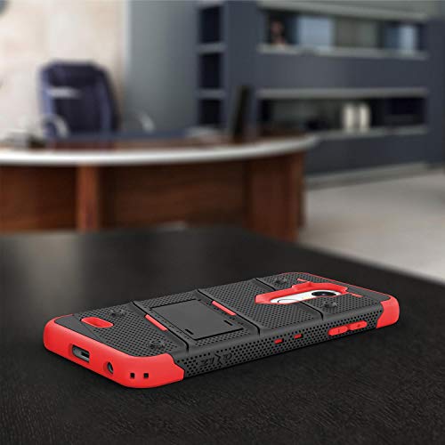 ZIZO Bolt Series LG K30 Case Military Grade Drop Tested with Tempered Glass Screen Protector Holster LG Harmony 2 Case Black RED