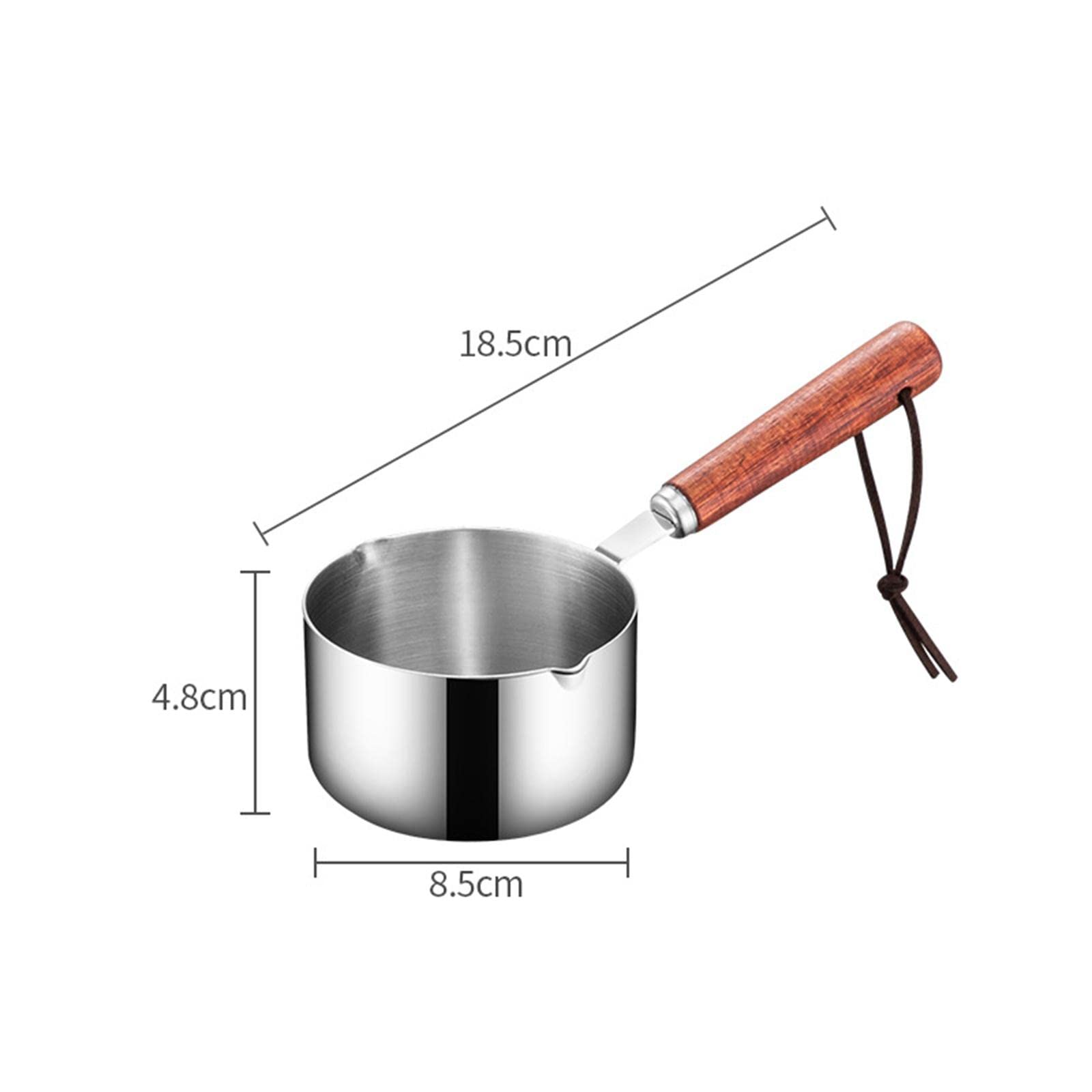 Leefasy 304 Stainless Steel Mini Soup Pot with Wooden Handle Breakfast Pot Milk Pan Small Saucepan for Making Sauces Reheating Soup Heating Milk, 250ml