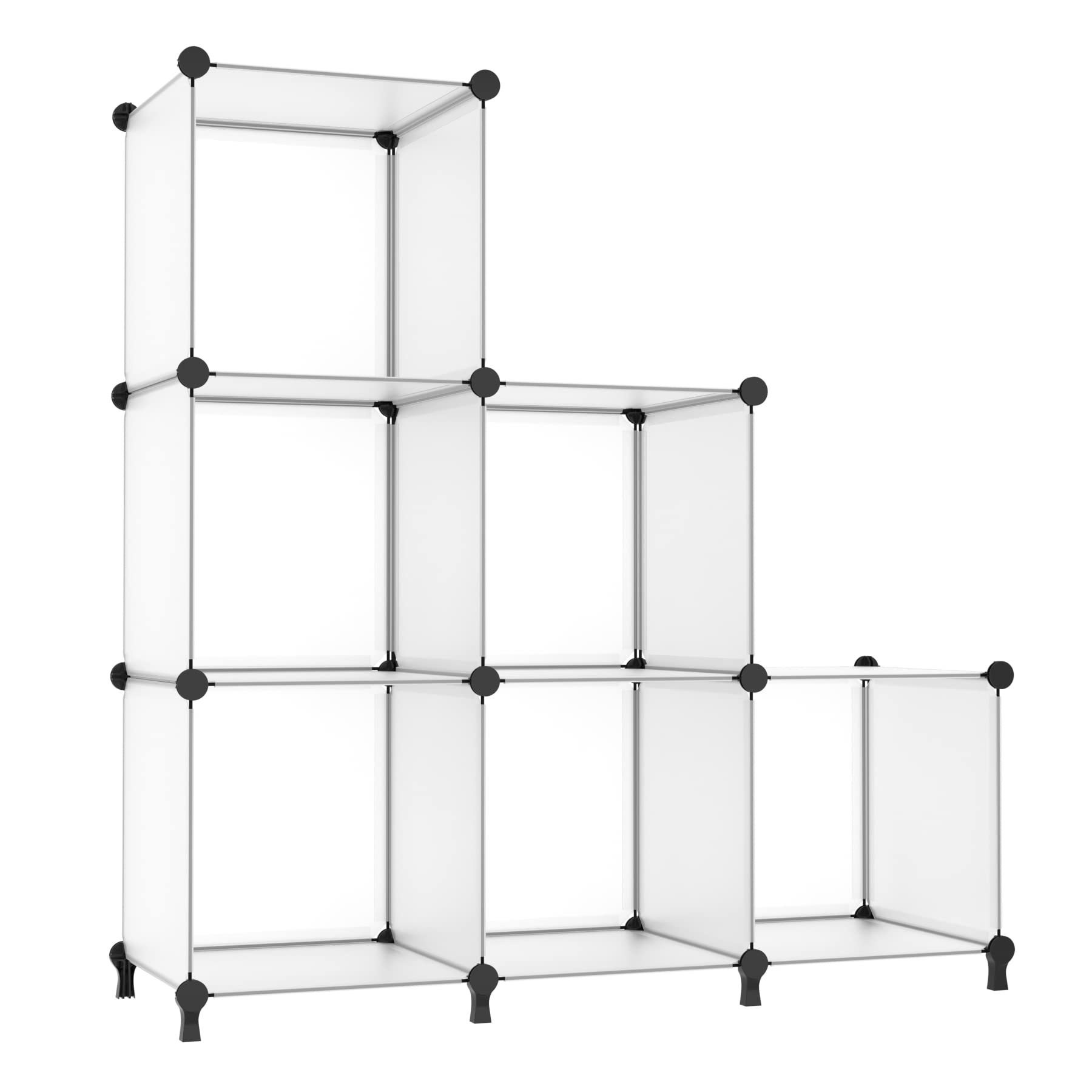 AWTATOS Cube Storage Organizer, Storage Cubes Shelves Bookshelf, 6 Cube Closet Organizers and Storage, DIY Stackable Plastic Clothes Organizer Shelving for Bedroom, Home Office, Translucent