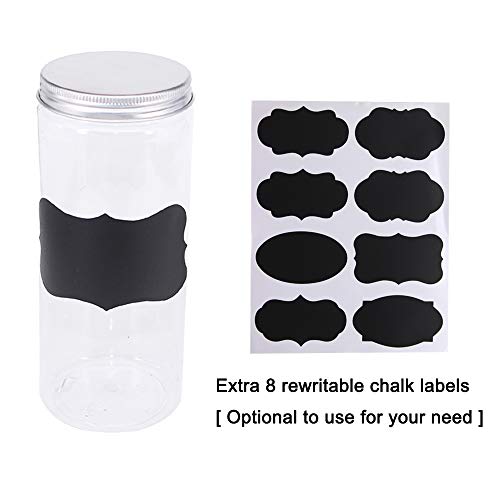 zmybcpack 8 Pack 20 oz (600 ml) Clear Straight Cylinders Plastic Storage Jars- Wide Opening Tubs with Aluminum Lids - BPA Free PET Container Home & Kitchen Storage of Dry Goods, Peanut, Candy