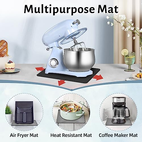 LOPNUR Appliance Slider Cut to Fit, Kitchen Appliance Sliders 360 Degree Rotation Moving on Counter, Coffee Mat Heat Resistant Mat, Appliance Mover for Espresso Machine, Food Processor (Medium, Grey)