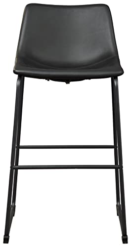 Signature Design by Ashley Centiar Urban Industrial 28.75" Pub Height Bucket Seat Barstool, 2 Count, Black