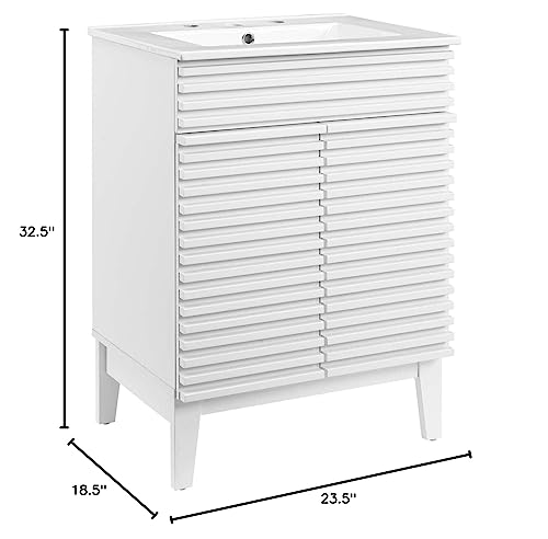 Modway Render Vanity with Sink-Floor, 24 Inch, White White