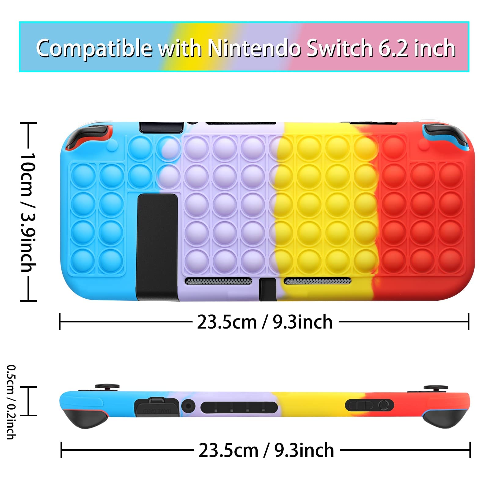 ATESSON Pop Bubbles Silicone Case Compatible with Nintendo Switch 6.2, Anti-Anxiety Case for Kids and Adult (Red)