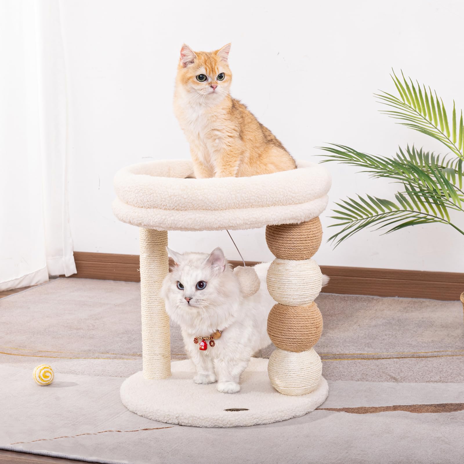 PawPalace Small Cat Tree for Indoor Cats with Large Cozy Plush Top Perch, Natural Sisal Scratching Posts for Kittens and Cats