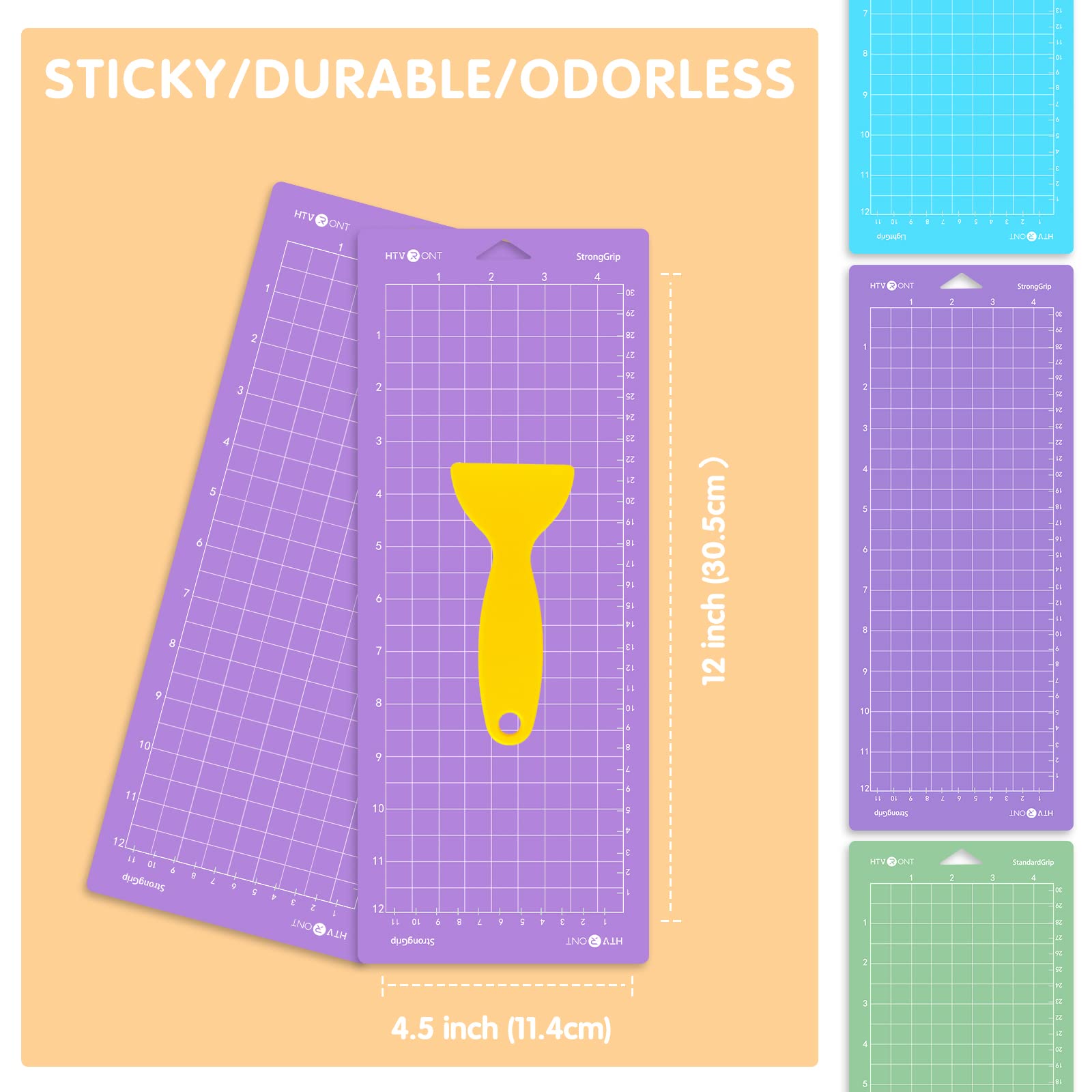 HTVRONT Strong Grip Cutting Mat For Cricut Joy - 3 Pack 4.5X12 Stronggrip Quilting Mats For Cricut Joy Bundle, Purple Adhesive Cutting Mats Replacement Accessories for Cricut