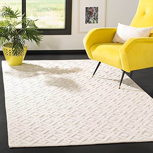 SAFAVIEH Vermont Collection Area Rug - 6' x 9', Ivory, Handmade Wool & Cotton, Ideal for High Traffic Areas in Living Room, Bedroom (VRM102A)
