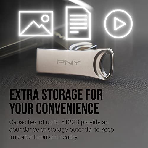 PNY 512GB Elite-X USB 3.2 Flash Drive - 220MB/s, Durable Premium Metal Housing, for Storing, Sharing, and Protecting Important Content, P-FDI512ELTX-GE, Silver