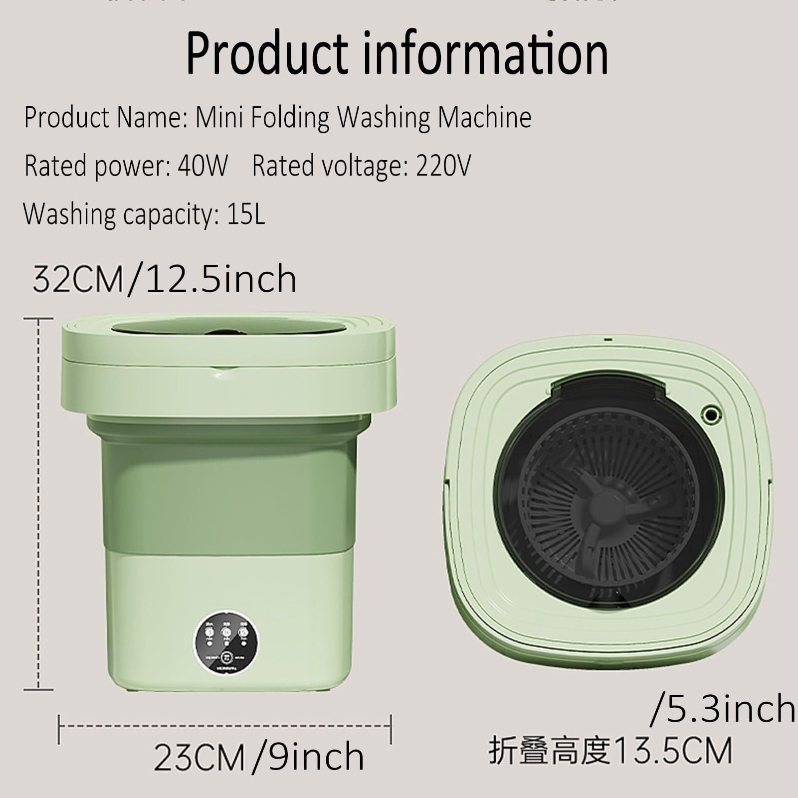 bofnold Portable Washing Machine, Mini Washing Machine Foldable, 15l Large Capacity, for Camping, Rv, Travel, Small Spaces, Lightweight and Easy to Carry (Color : Blue)