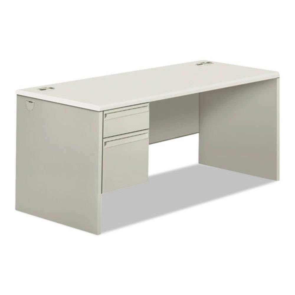 HON 38000 Series Right Pedestal Desk, 66" X 30" X 30", Light Gray/Silver