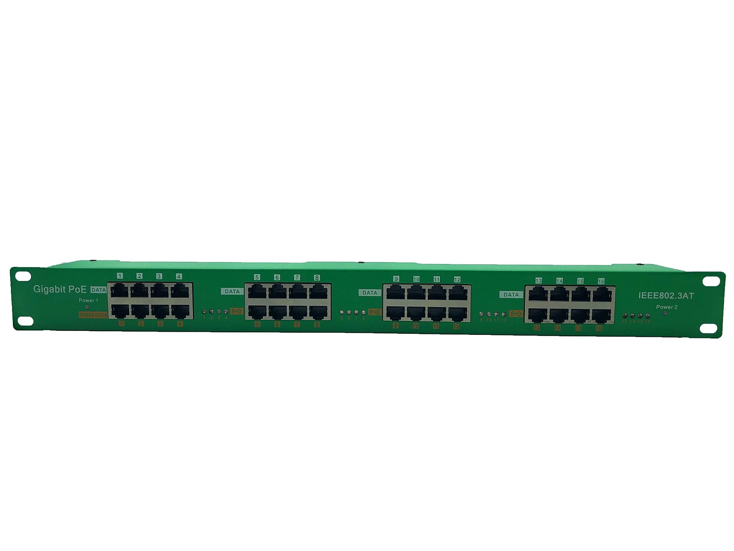 PoE Texas 16 Port 802.3at Gigabit On-Demand PoE Injector with Two 56V 120W Power Supplies for PoE Cameras, IP Phones, WiFi Access Points and More